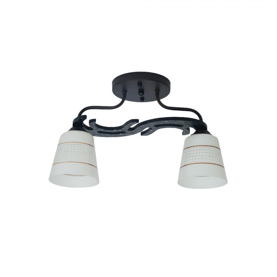 Lustra Mona, 2*E27, Negru, Metal si Sticla - Corpuri de iluminat ...
